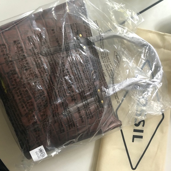 Fossil | Bags | Fossil Felicity Brown Croco Leather Tote | Poshmark